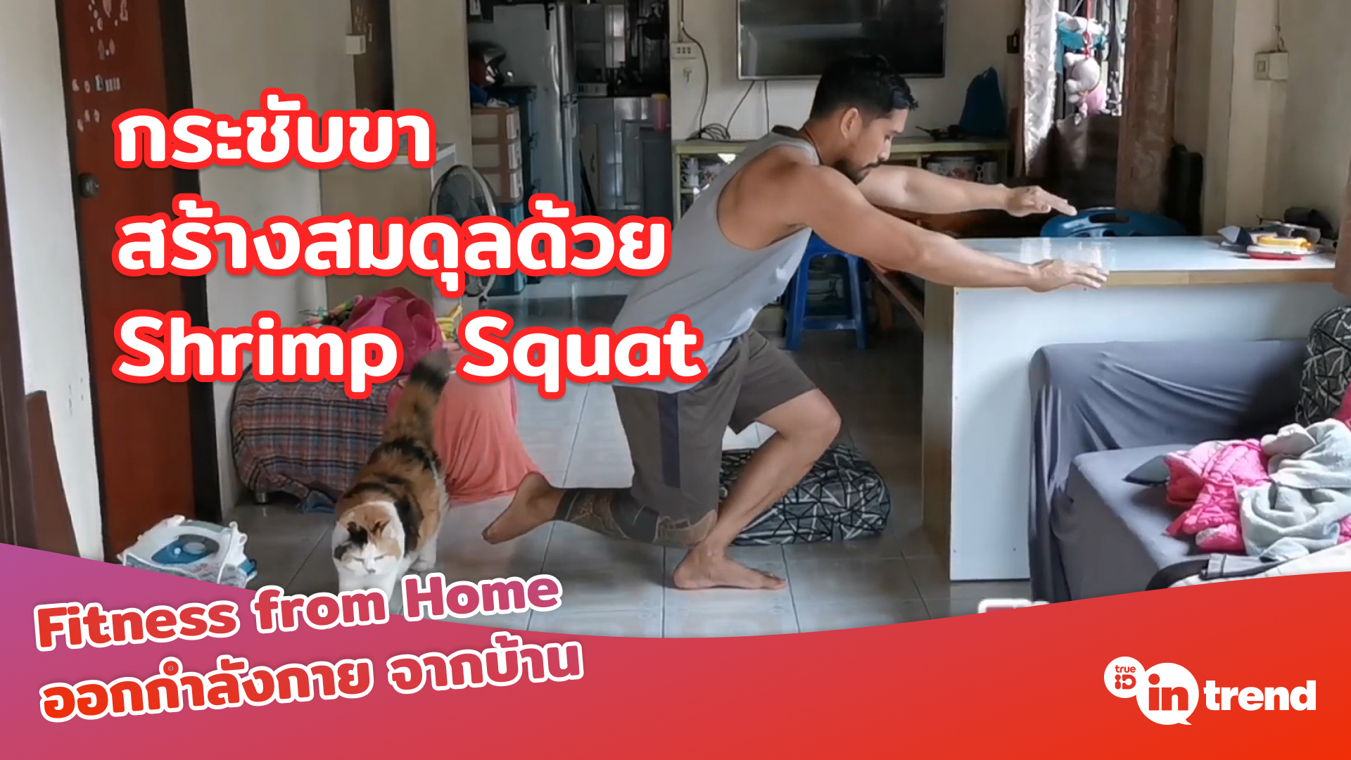 กระชับขา สร้าง สมดุล ด้วย ท่า Shrimp squat | In-trend Fitness From Home ...