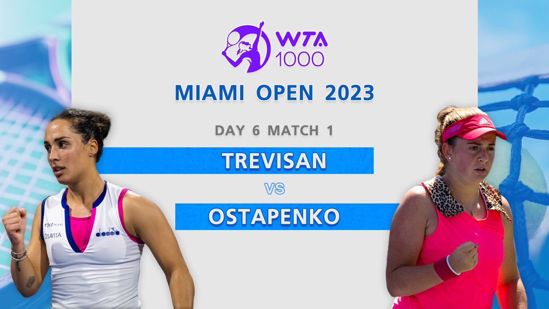 Trevisan VS Ostapenko : WTA 1000 Miami Open 2023 - ดูหนังออนไลน์