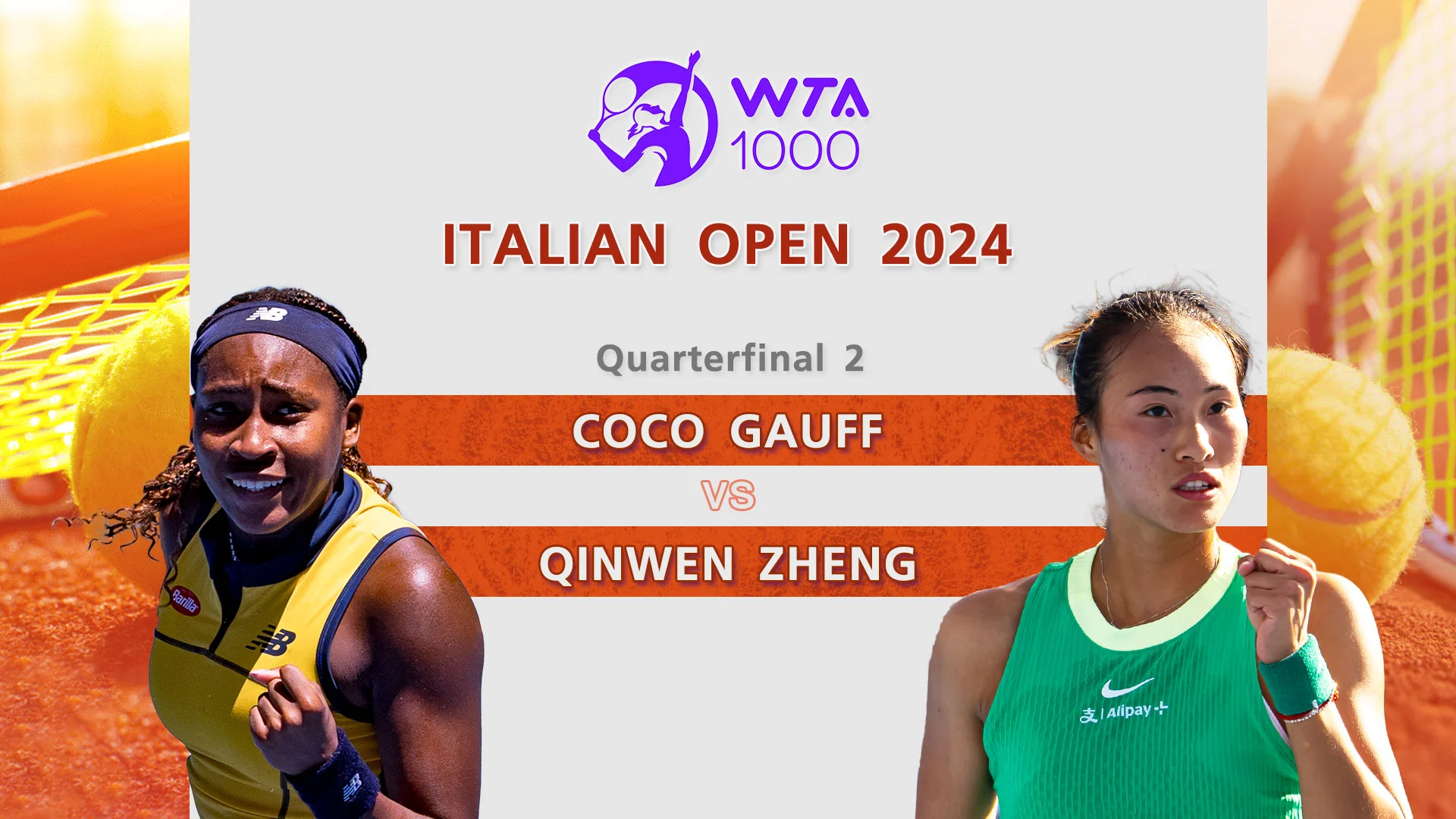 Coco Gauff VS Qinwen Zheng QF2 : WTA 1000 Italian Open 2024