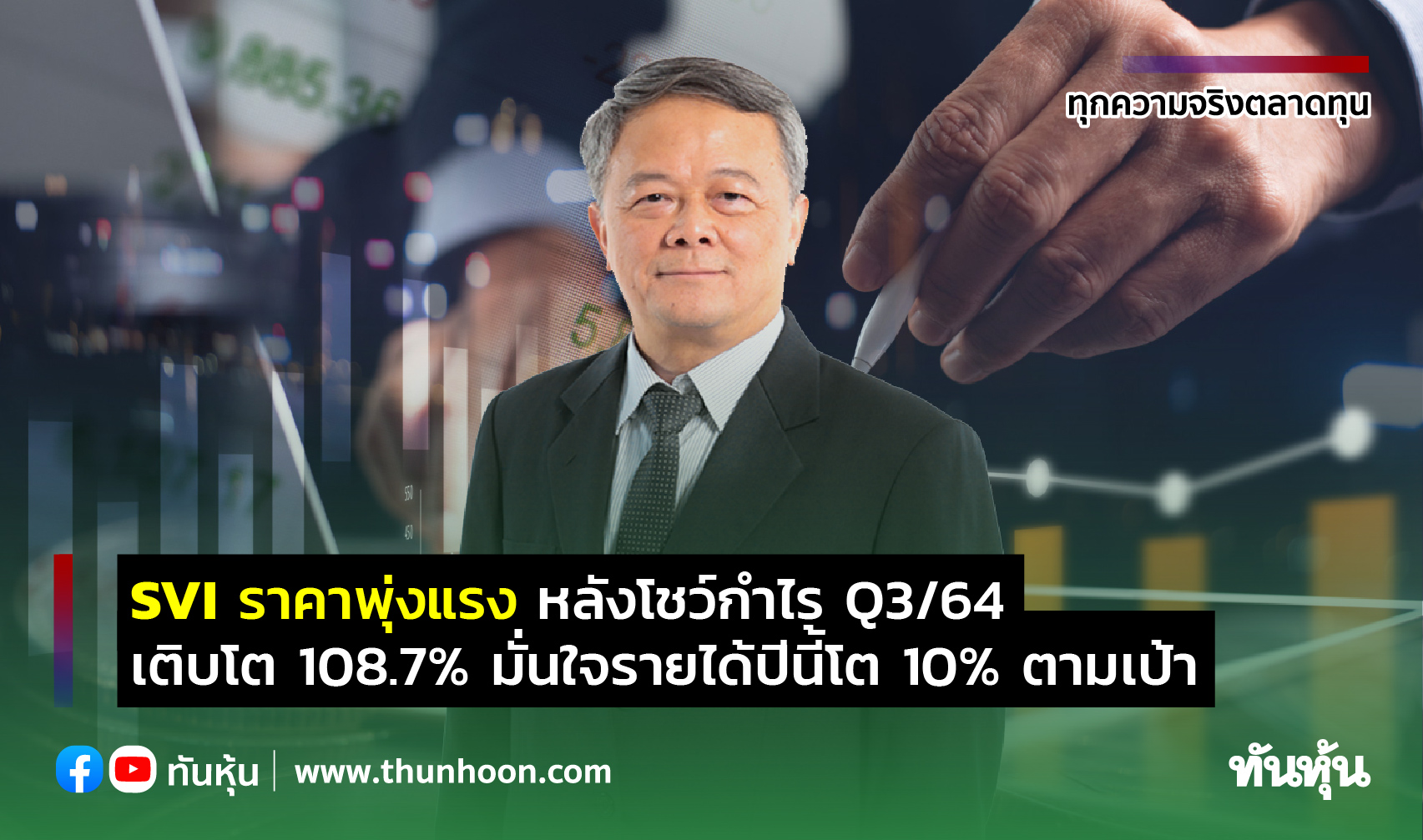 SVI ราคาพุ่งแรง หลังโชว์กำไร Q3/64 เติบโต 108.7% มั่นใจรายได้ปีนี้โต 10% ตามเป้า