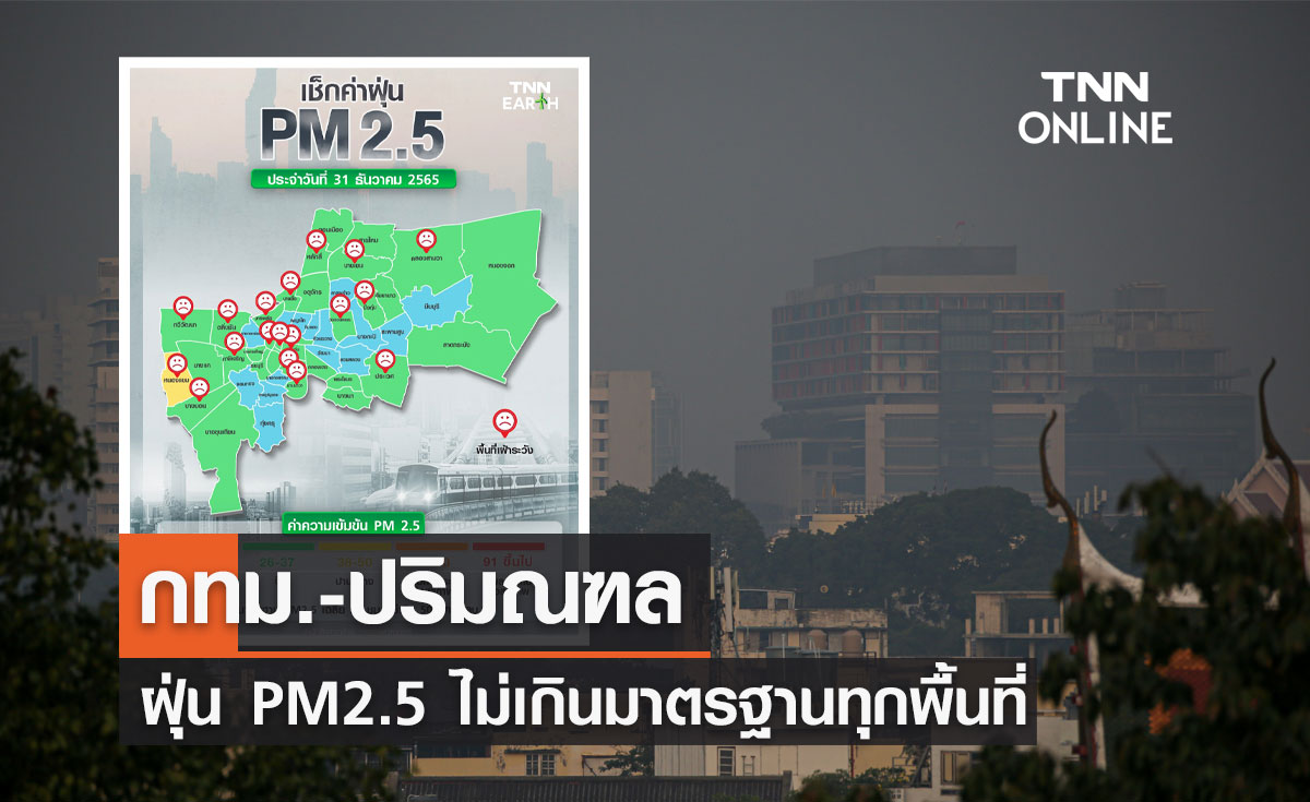 กทม.-ปริมณฑล ฝุ่น PM2.5 ไม่เกินมาตรฐานทุกพื้นที่