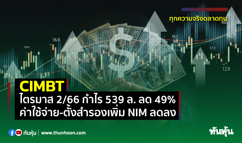 CIMBT ไตรมาส 2/66 กำไร 539 ล. ลด 49% ค่าใช้จ่าย-ตั้งสำรองเพิ่ม NIM ลดลง