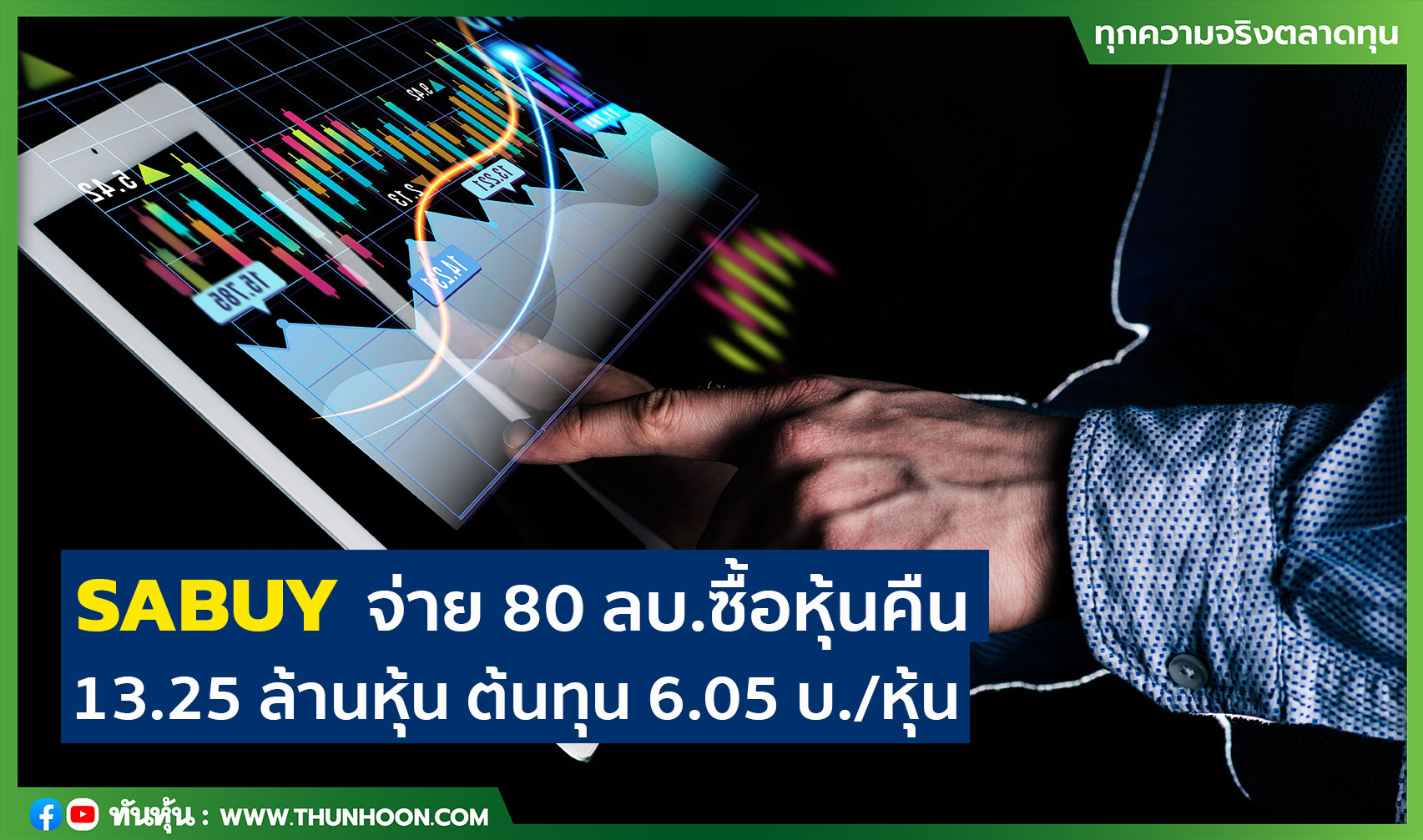 SABUY จ่าย 80 ลบ.ซื้อหุ้นคืน 13.25 ล้านหุ้น ต้นทุน 6.05 บ./หุ้น
