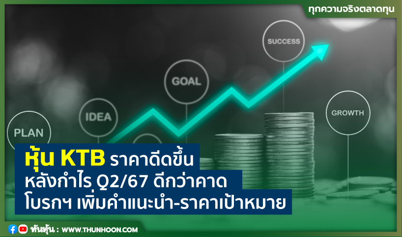 หุ้น KTB ราคาดีดขึ้น หลังกำไร Q2/67 ดีกว่าคาด โบรกฯ เพิ่มคำแนะนำ-ราคาเป้าหมาย