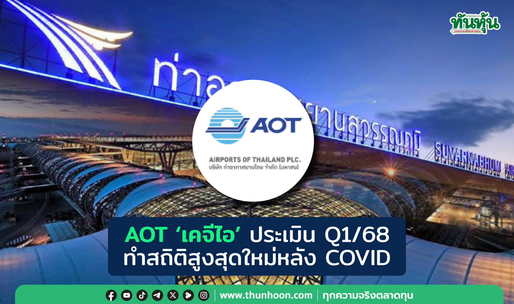 AOT 'เคจีไอ' ประเมิน Q1/68 ทำสถิติสูงสุดใหม่หลัง COVID