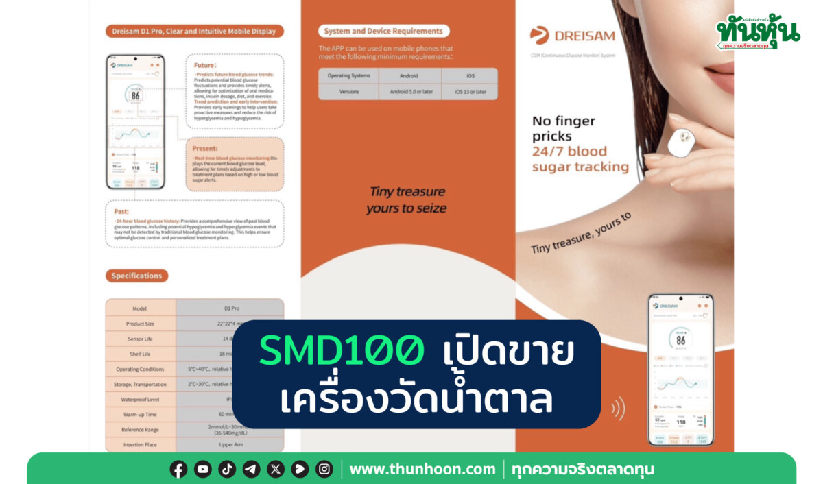 SMD100 เปิดขายเครื่องวัดน้ำตาล