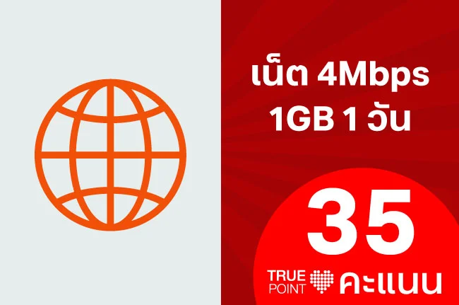 ประหยัด 30.- เน็ต 4Mbps 1GB 1 วัน