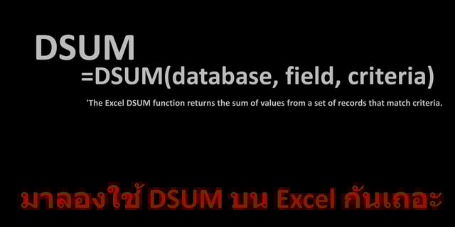 มาลองใช้ DSUM บน Excel กันเถอะ