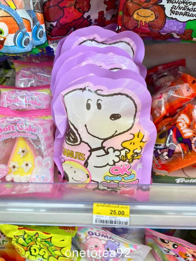 รีวิว OK candy ฟรี กระเป๋าใส่เหรียญขนปุย ลาย PEANUTS